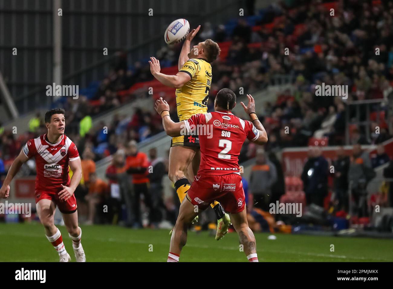 Manchester, UK. 13th Apr, 2023. Get Eden of Castleford pats the ball ...