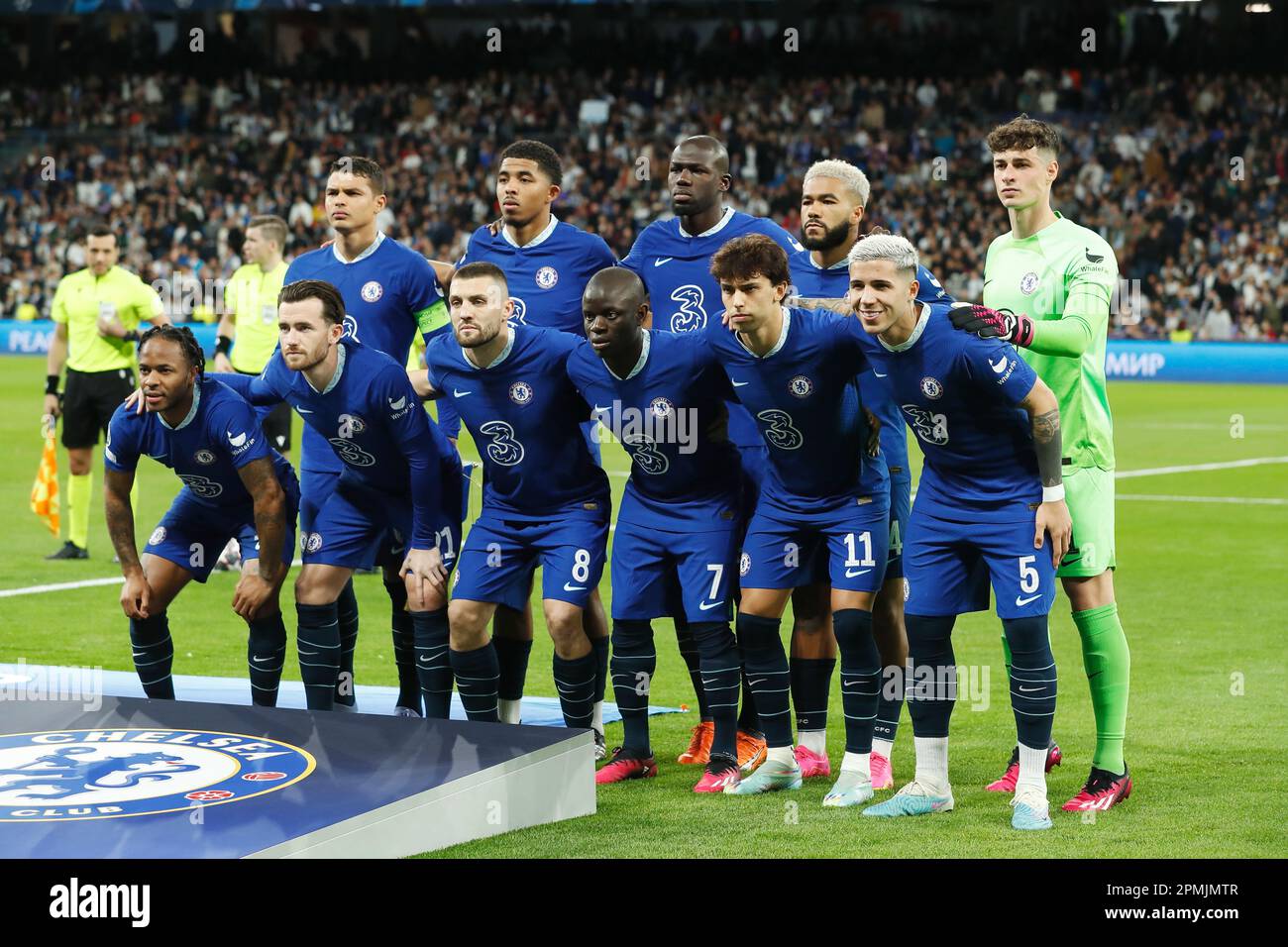 Madrid, Spain. 12th Apr, 2023. Chelsea team group line-up (Chelsea ...