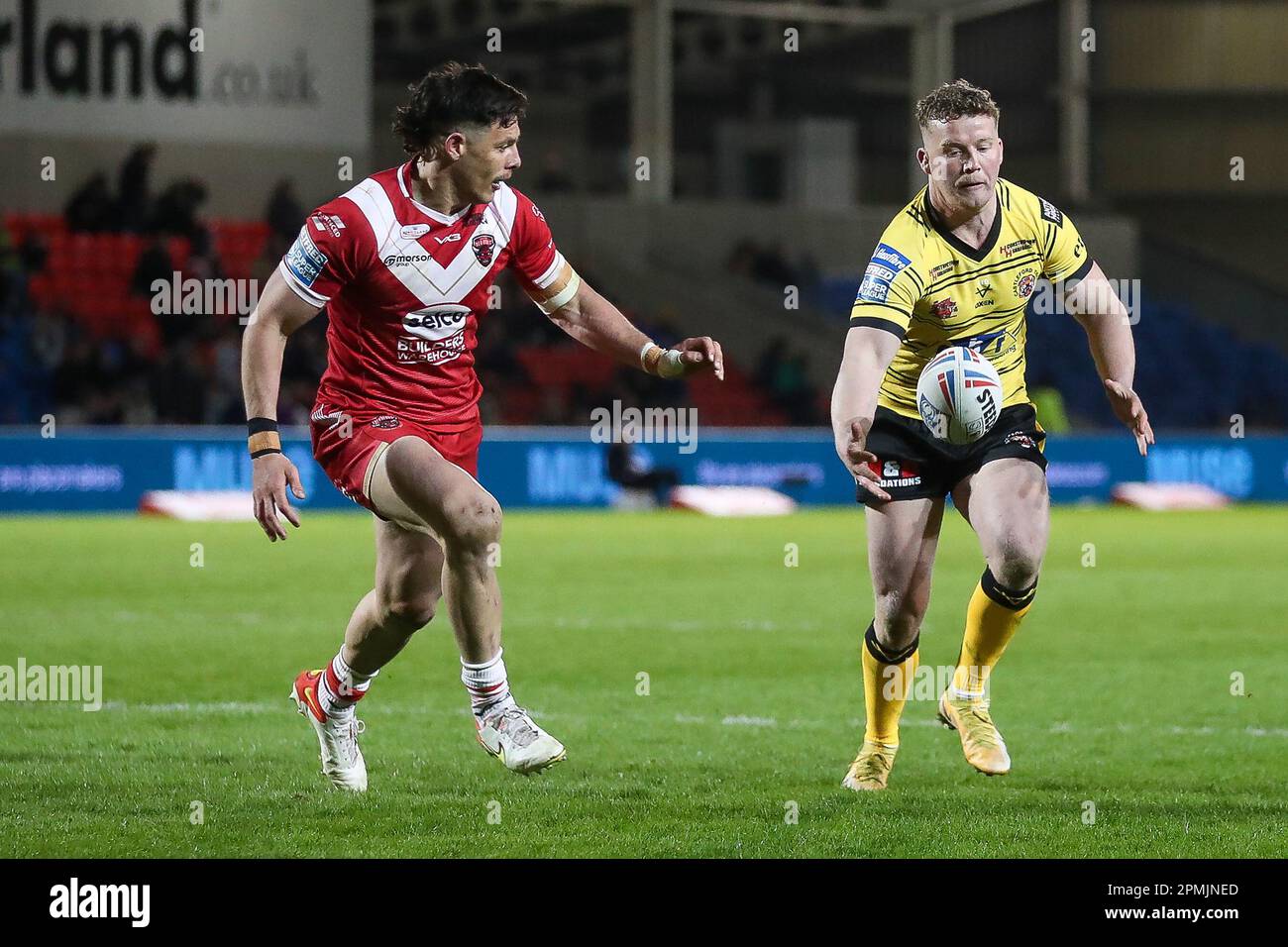 Manchester, UK. 13th Apr, 2023. Adam Milner of Castleford runs at the ...