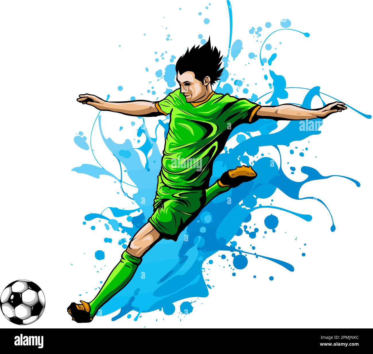 kick the ball soccer vector illustration. digital hand draw design ...