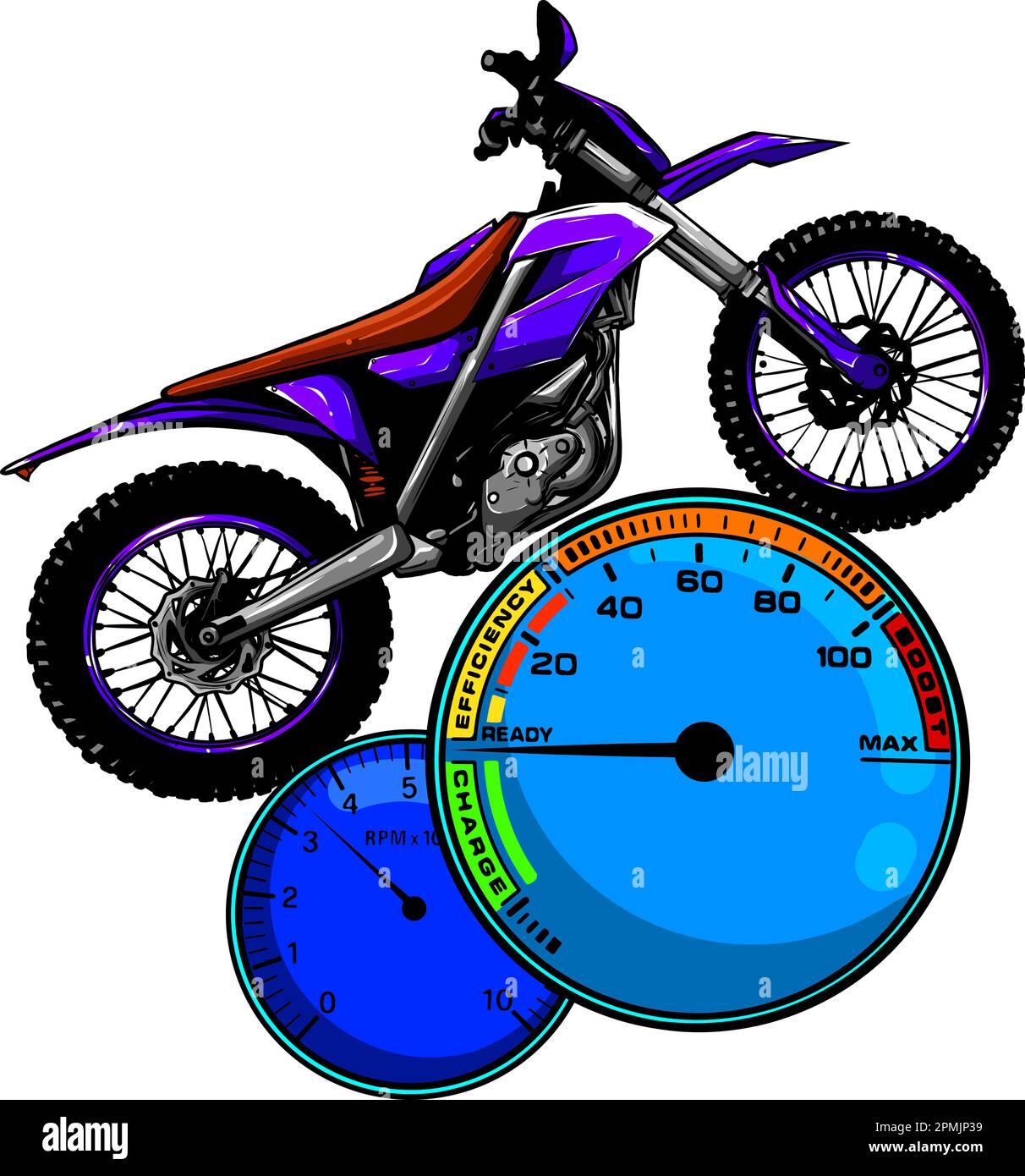 Cross motorcycle or motorbike on white background. digital hand draw ...