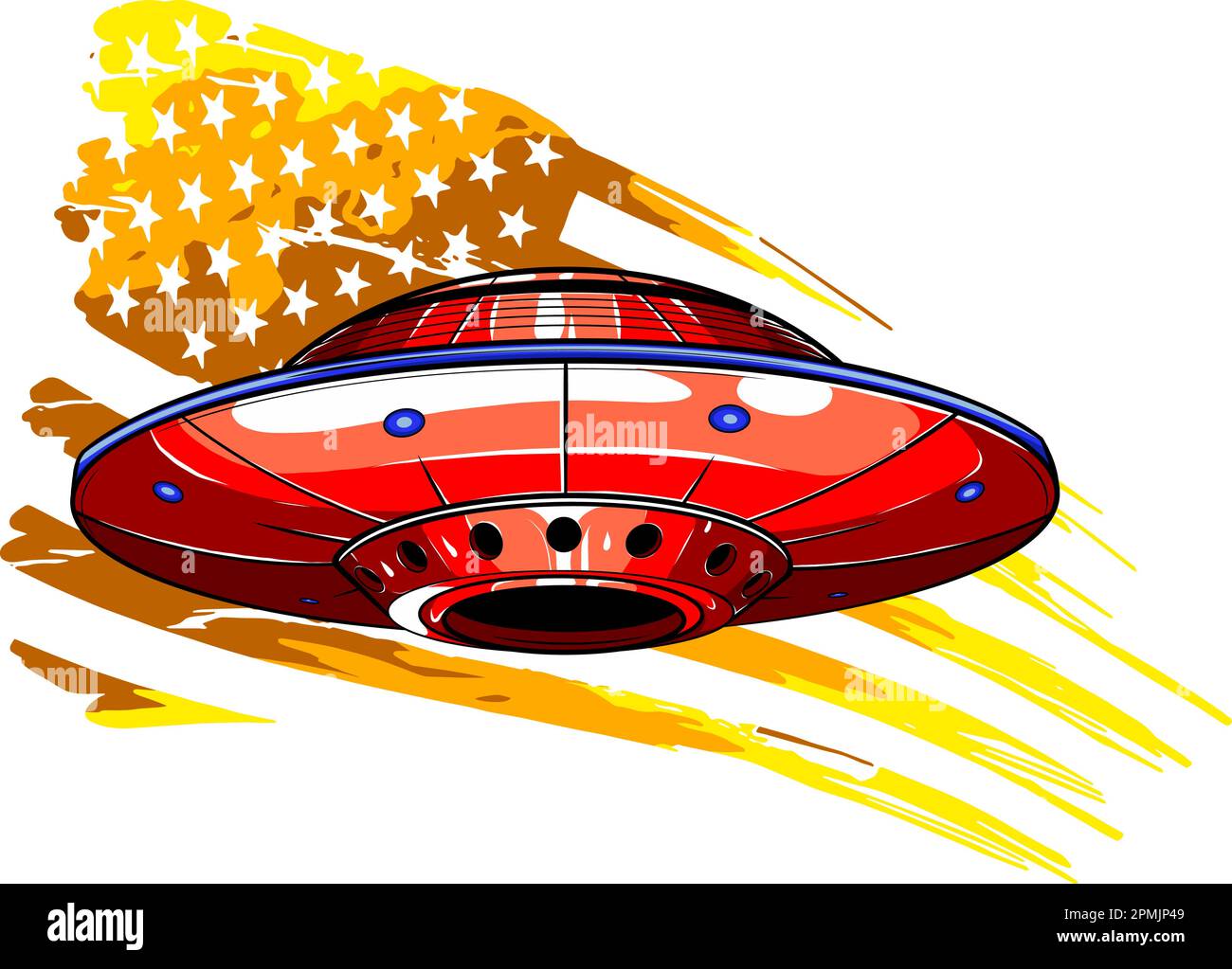 Vector illustration ufo in flat style on white background. digital hand ...
