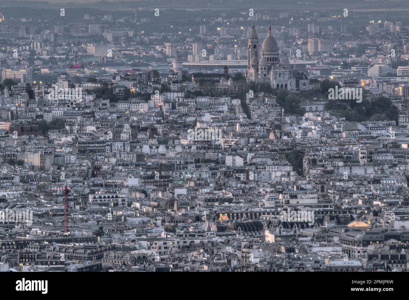 A scenic view of the city skyline of Paris, France with various ...