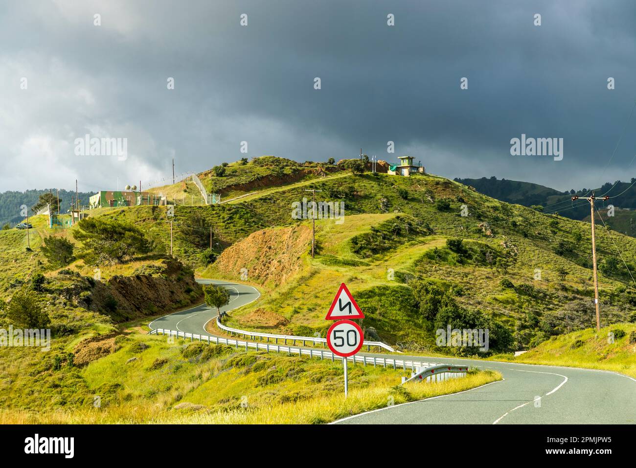 Turkish border post on the border between North Cyprus and South Cyprus ...