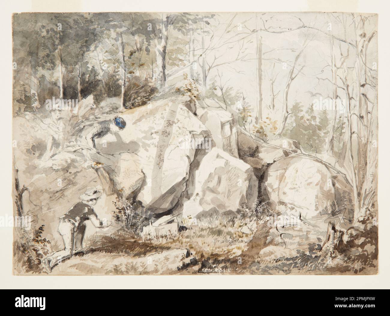 Drawing, Setting a Squirrel Trap; Winslow Homer (American, 1836–1910 ...