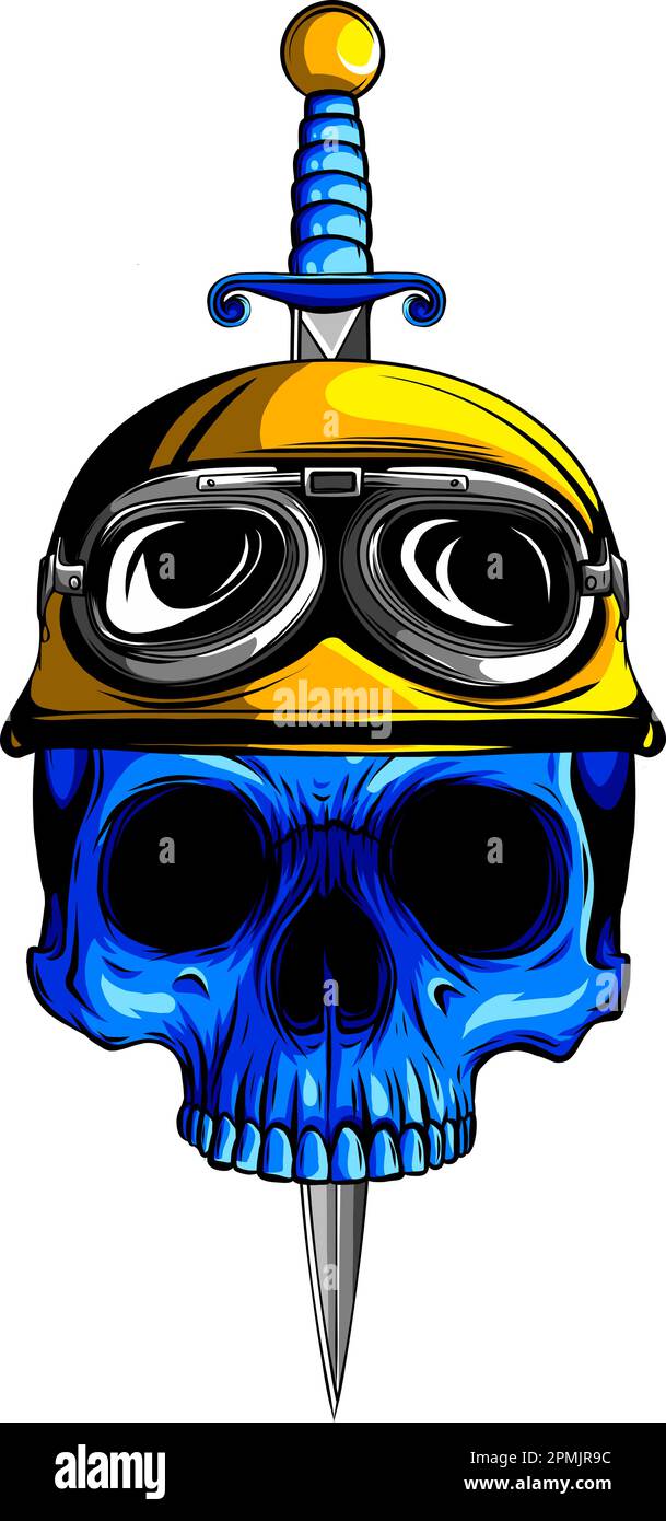 vector illustration of military skull bite a dagger Stock Vector Image ...