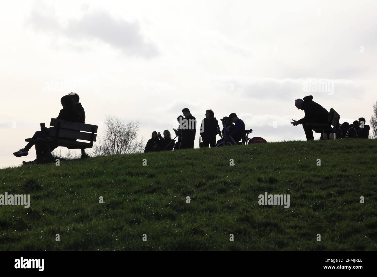 Early spring sunshine on Hampstead Heath, in north London, UK Stock ...