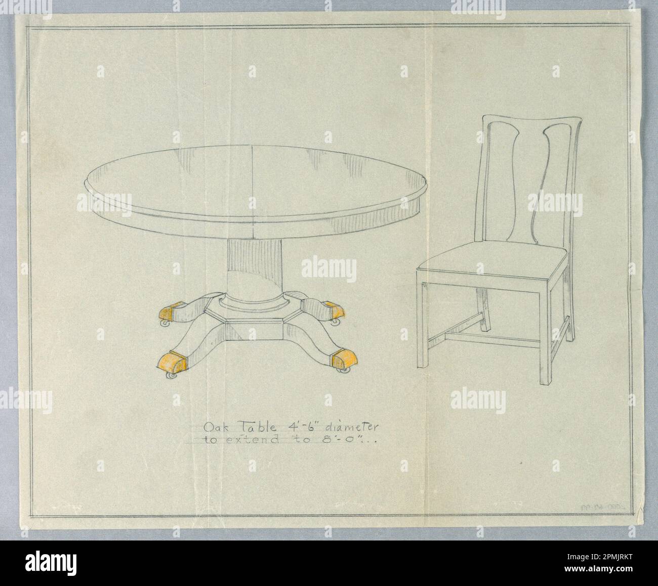 Drawing, Design for Oak Round Table and Chair; Designed by A.N ...
