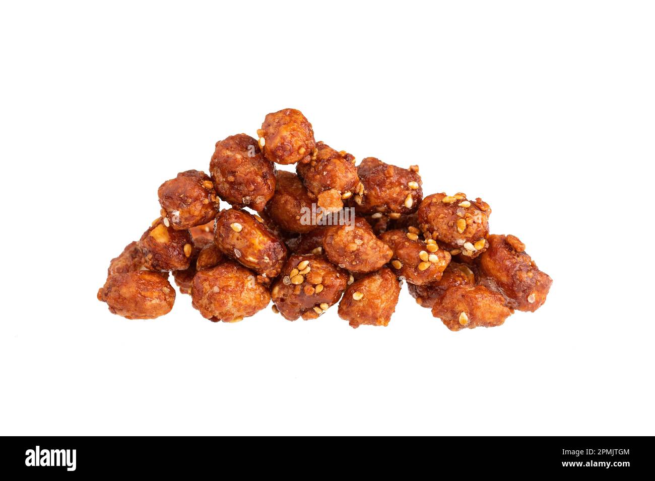 roasted praline peanuts with white sesame seeds - Arachis hypogaea ...