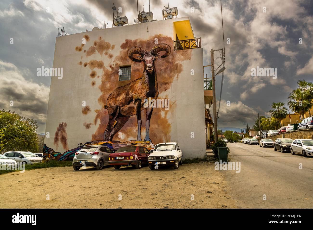 Capricorn as Street Art in Lefka, Cyprus Stock Photo - Alamy