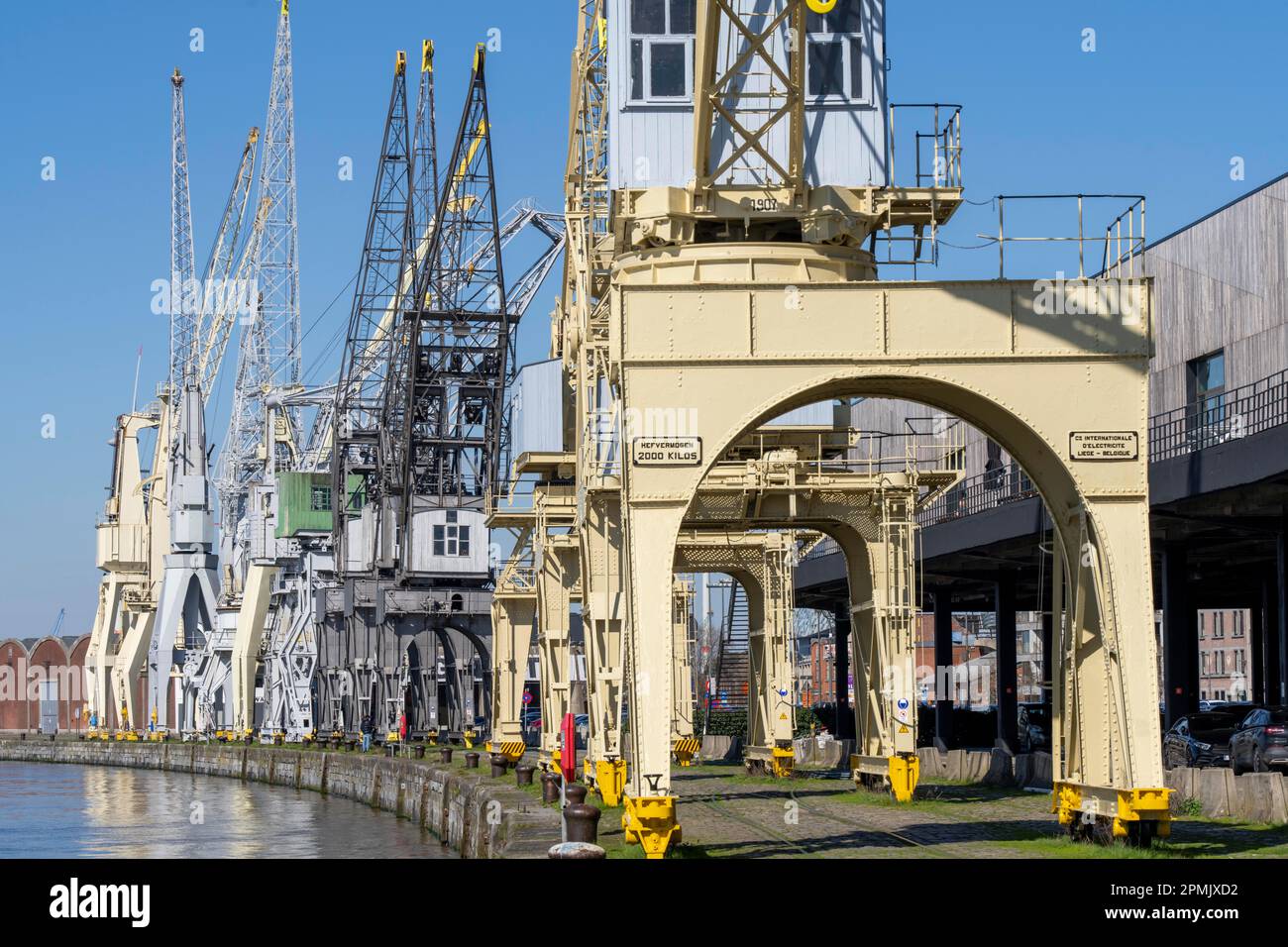 Harbour cranes on the Scheldt Quay, the world's largest collection of ...