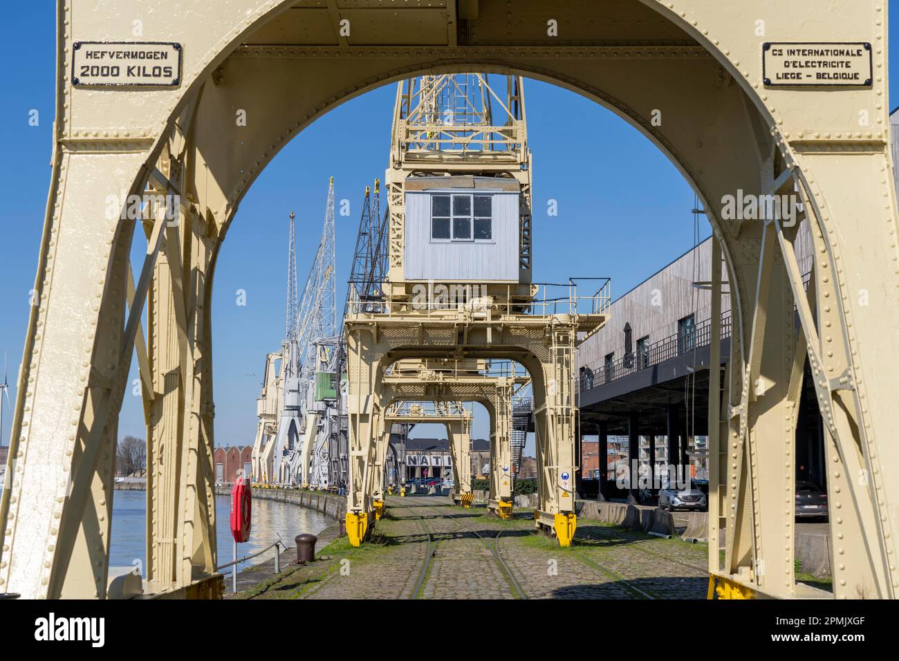 Harbour cranes on the Scheldt Quay, the world's largest collection of ...