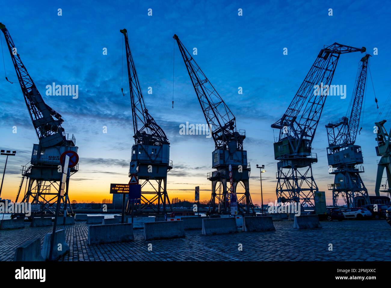 Harbour cranes on the Scheldt Quay, the world's largest collection of ...