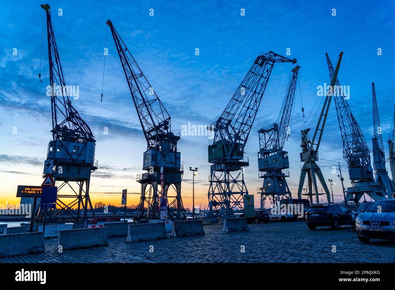 Harbour cranes on the Scheldt Quay, the world's largest collection of ...