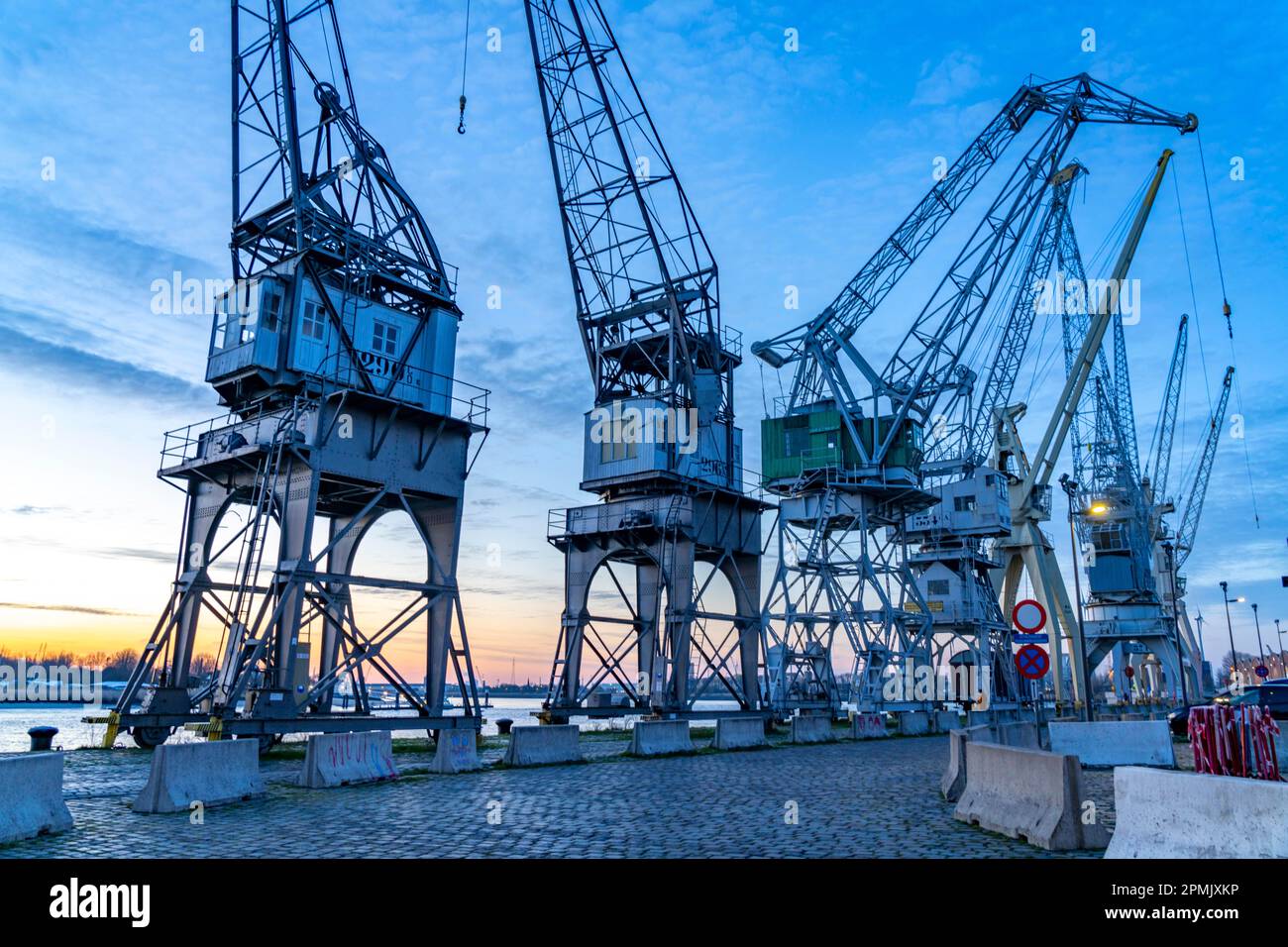 Harbour cranes on the Scheldt Quay, the world's largest collection of ...