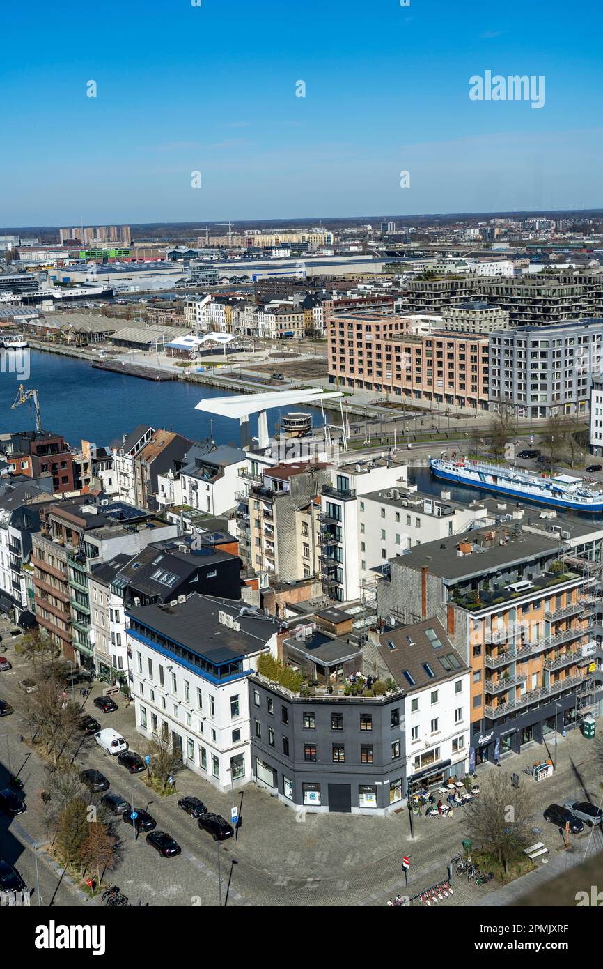 Kattendijkdok, harbour basin, with Lodenbrug bridge, high-rise ...
