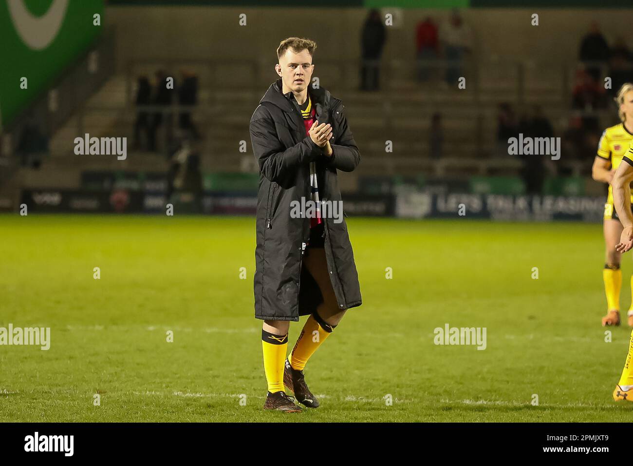 Manchester, UK. 13th Apr, 2023. Sam Hall applauds the Castleford fans ...