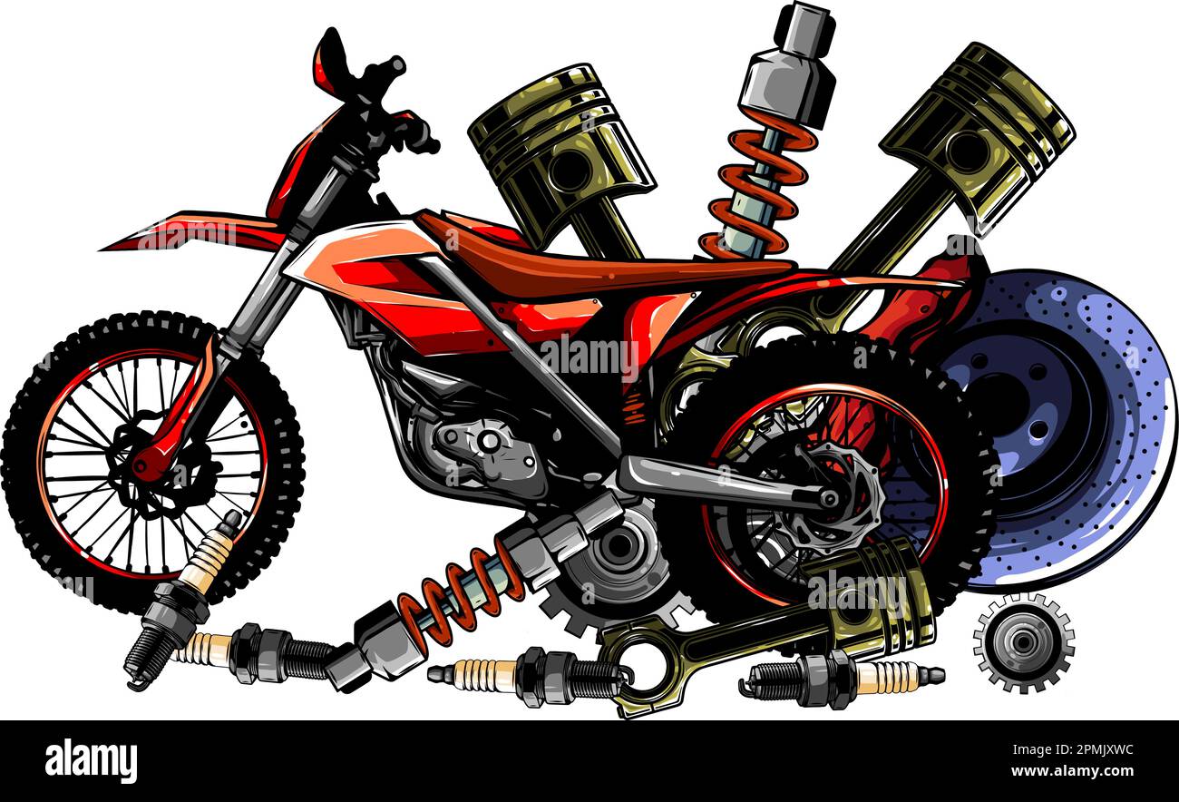 vector illustration of jumping motocross on white background Stock ...