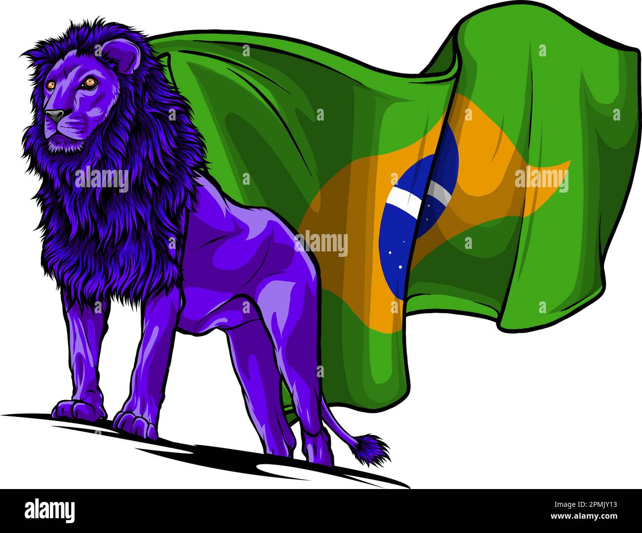 Lion Vector illustration isolated on the white background. wild animal ...