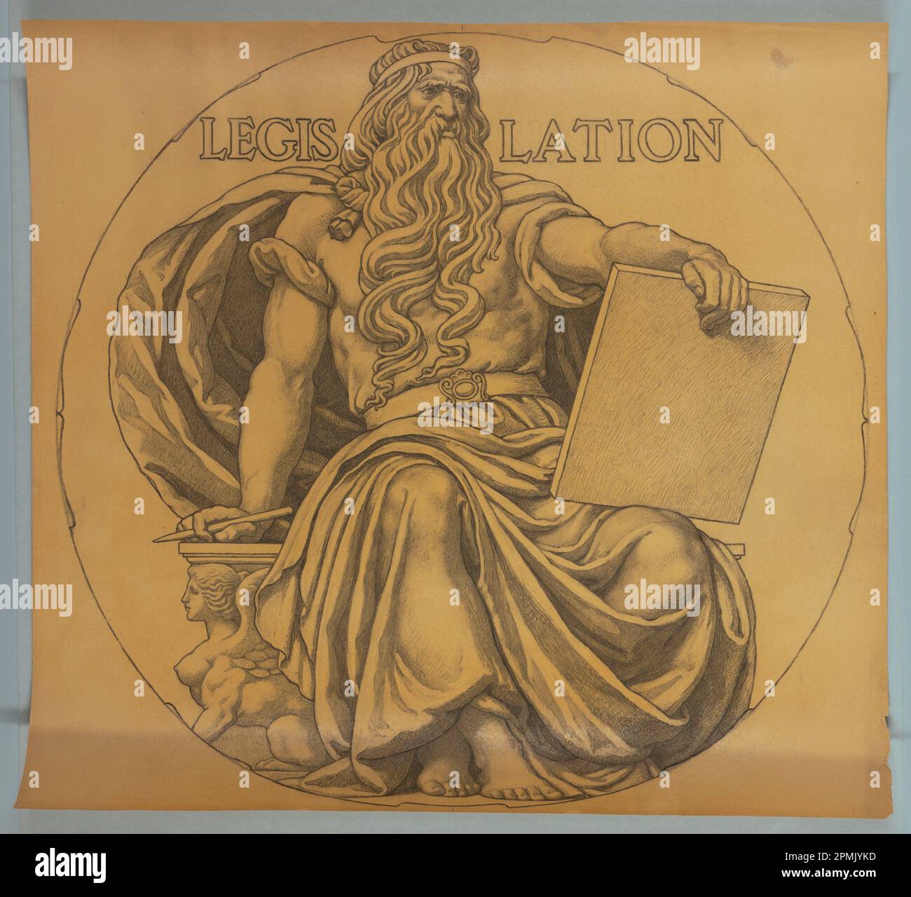 Drawing, Legislation, Cartoon for Mosaic in Wisconsin State Capitol ...