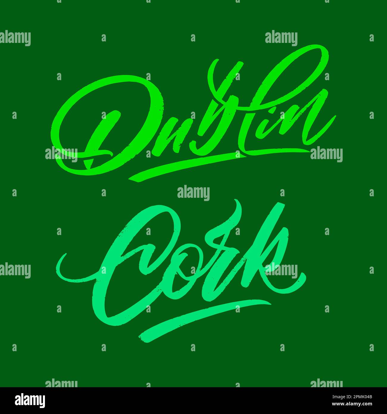 Set of Irish cities Dublin and Cork in lettering style for print and ...