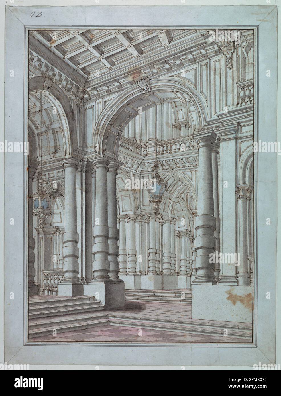 Drawing, Stage Design, View into Palace; Possibly by Carlo Antonio ...