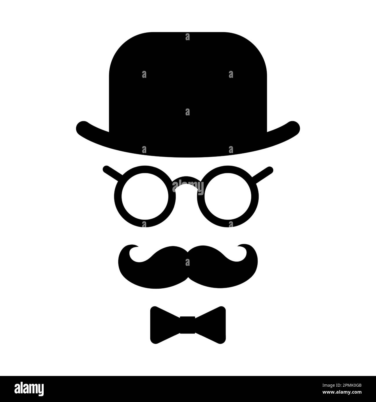 Stylized silhouette of english gentleman icon isolated on white ...