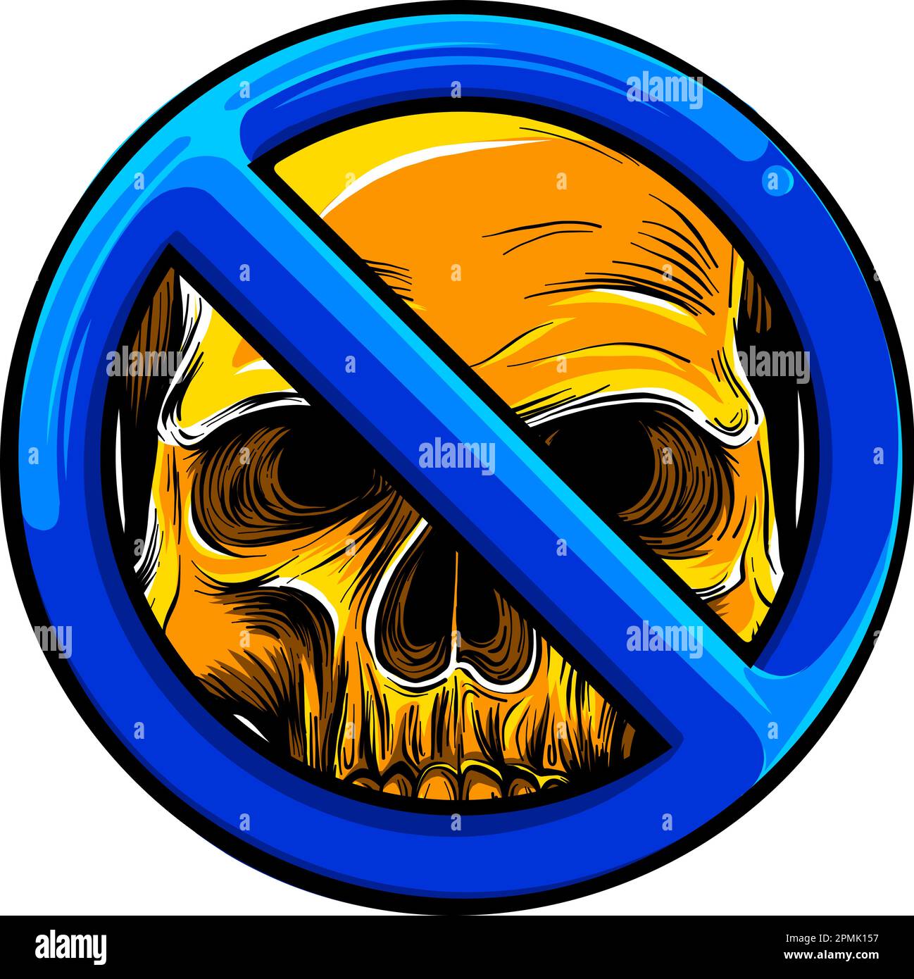 vector illustration of skull death danger ban on white background Stock ...