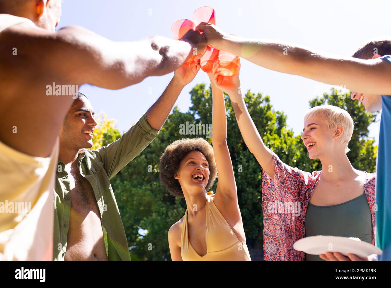 Toast friends! group young hi-res stock photography and images - Alamy