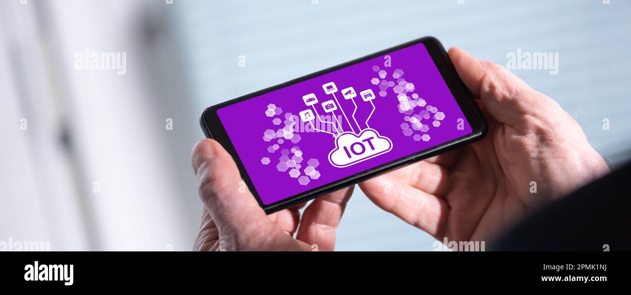 Smartphone screen displaying an iot concept Stock Photo - Alamy