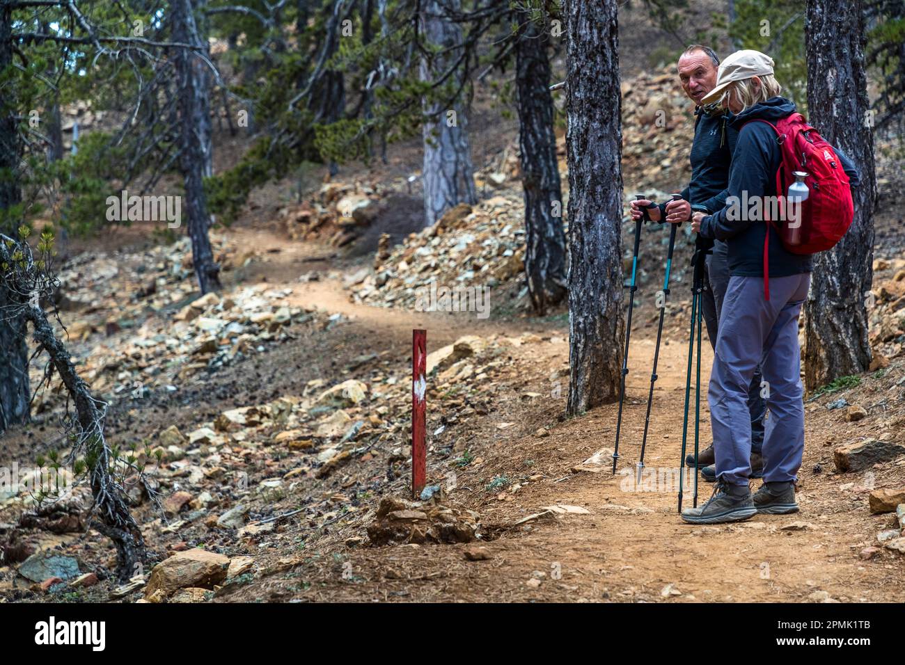 Hiking in the Troodos Mountains, Cyprus. Entrance to the Artemis Trail ...
