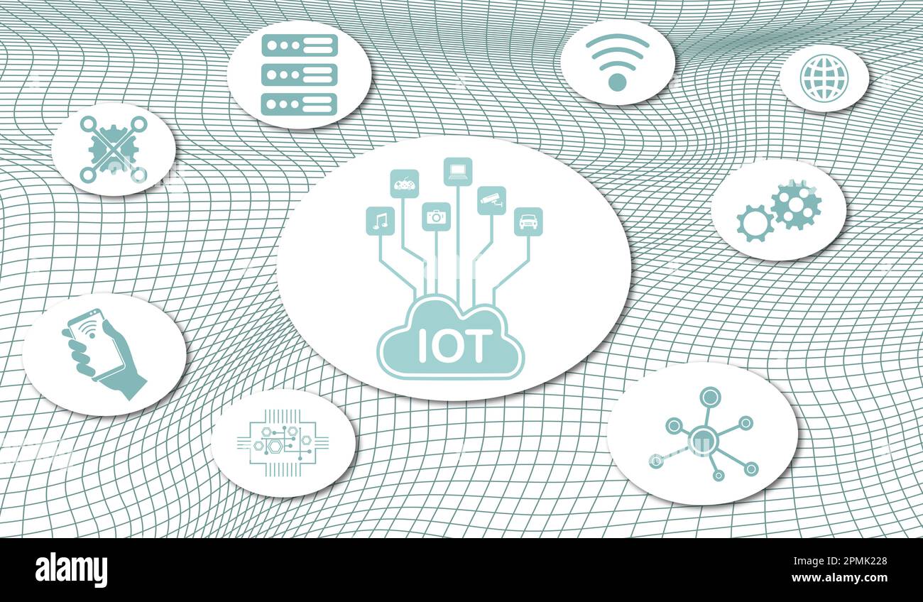 Concept of iot with icons on mesh network Stock Photo - Alamy