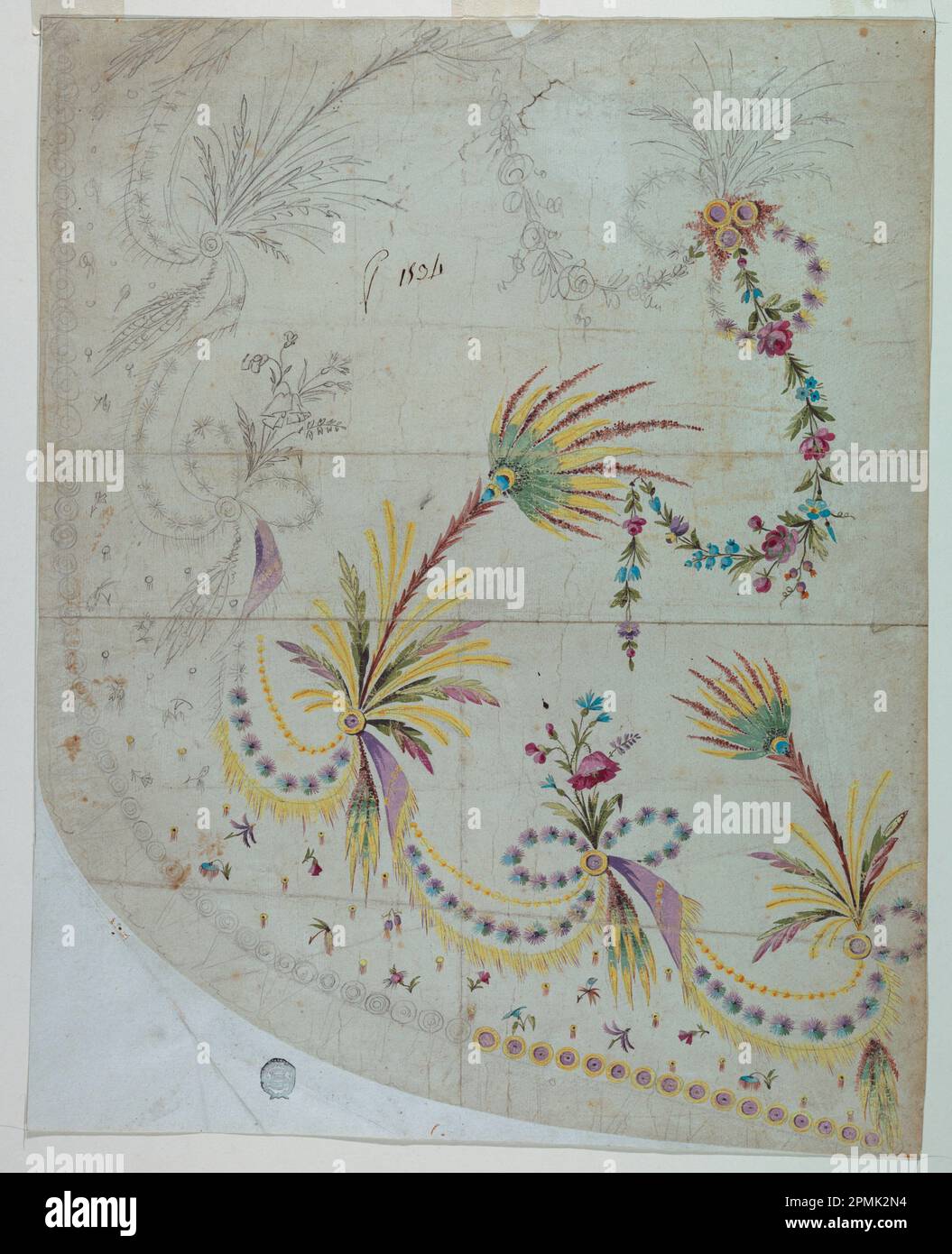 Drawing, Design for the Embroidery of the Lower Front Part of an ...