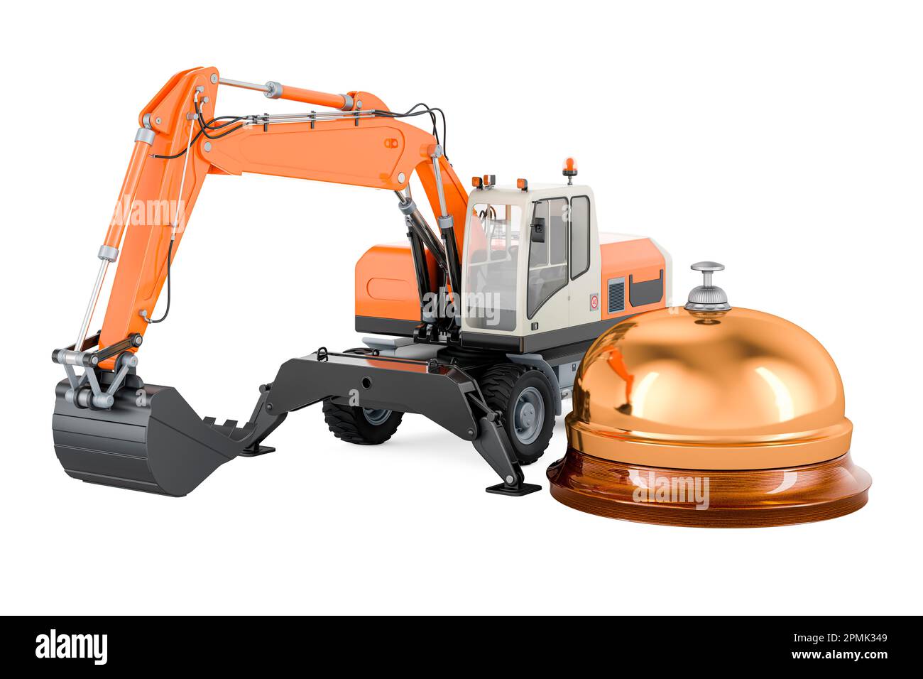 Excavator with reception bell, 3D rendering isolated on white ...