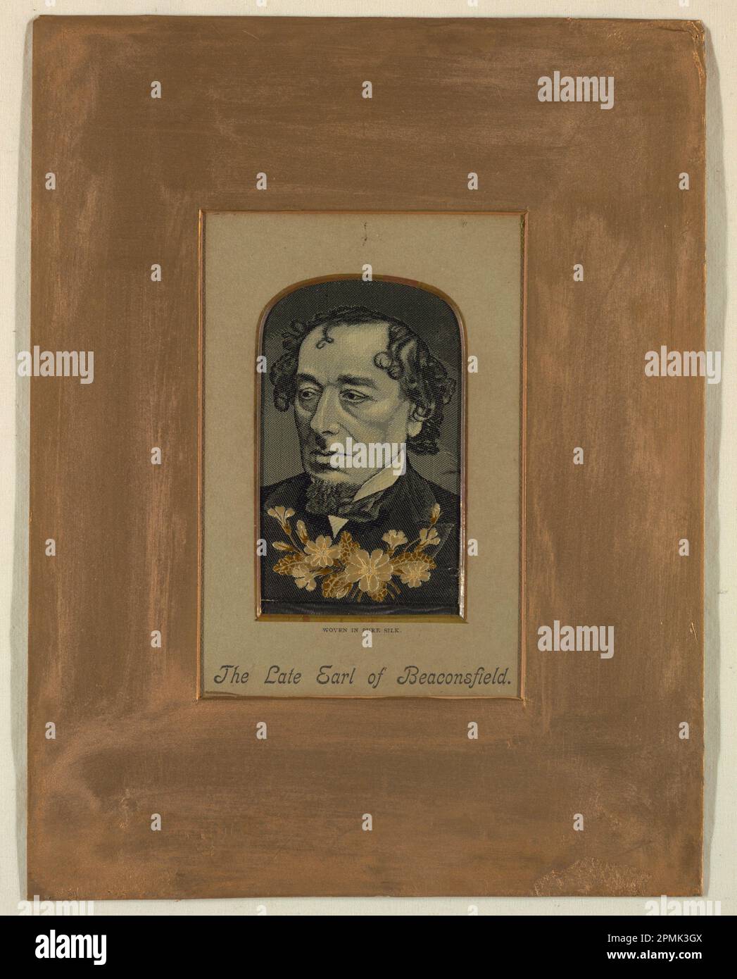 Woven Portrait, The Late Earl of Beaconsfield; England; silk; Frame H x ...