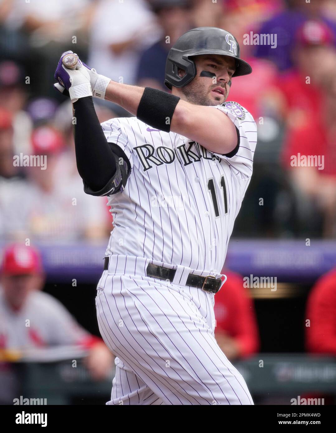 Colorado Rockies first baseman Mike Moustakas (11) in the fourth inning ...