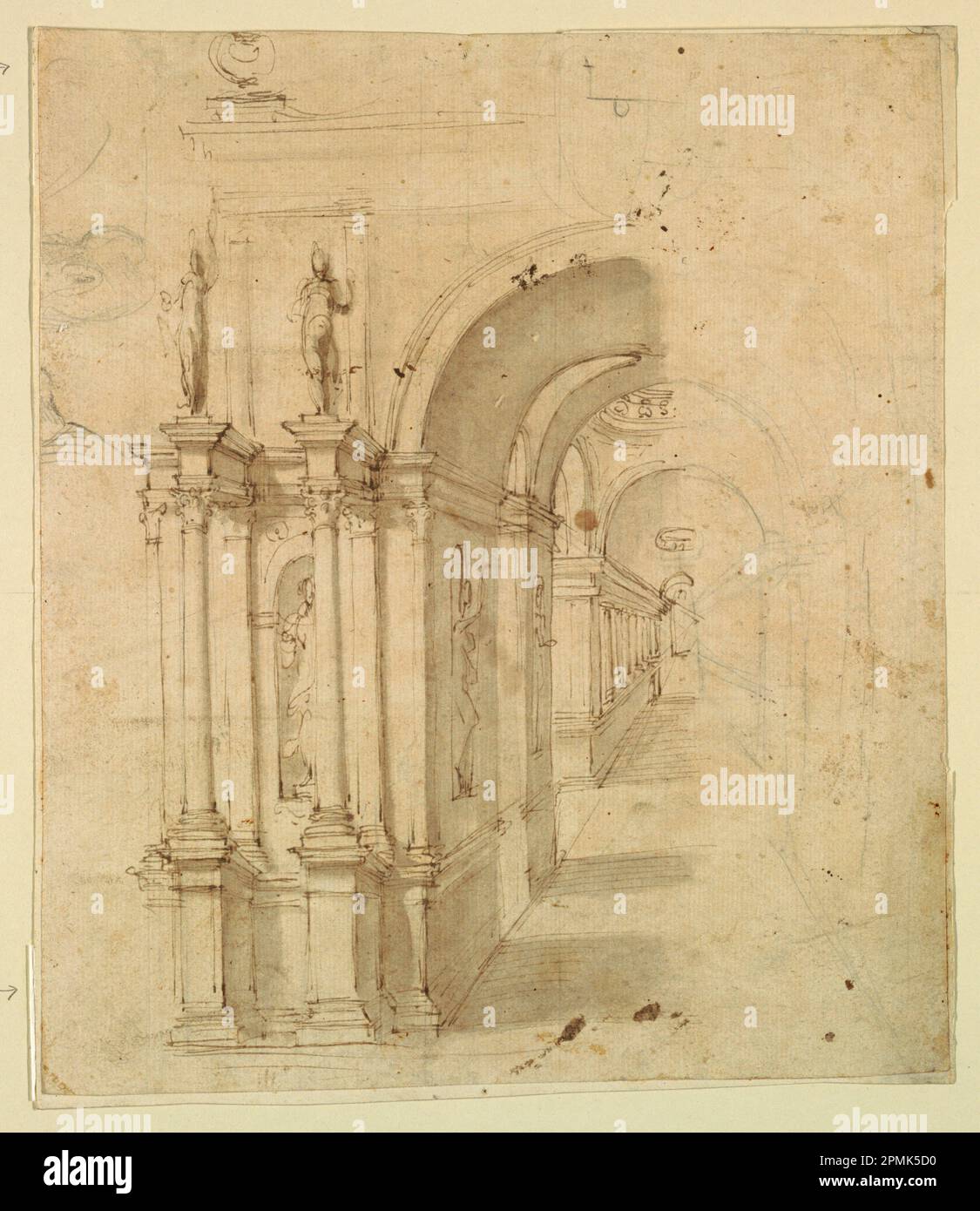 Drawing, Stage Design: View Through Archway; Italy; pen and ink, brush ...