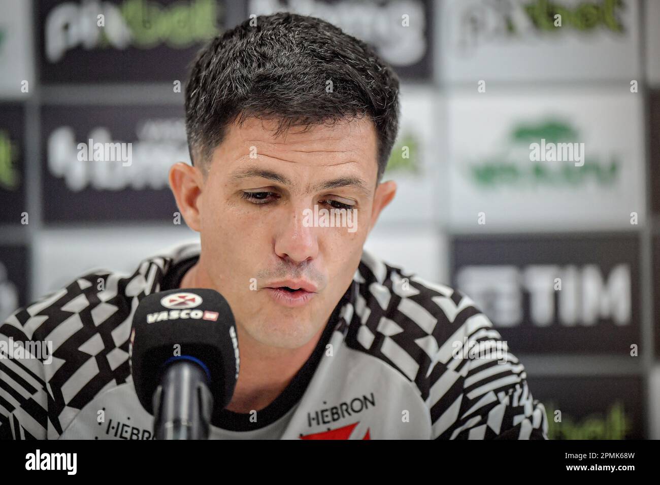 Rio De Janeiro, Brazil. 13th Apr, 2023. Coach Maurício Barbieri holds a ...