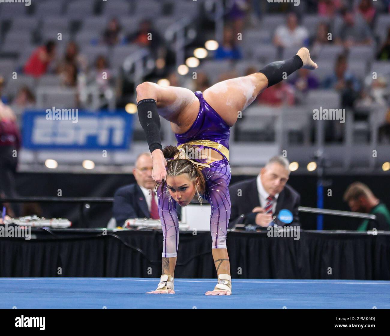 Fort Worth, TX, USA. 13th Apr, 2023. LSU's KJ Johnson performs her ...