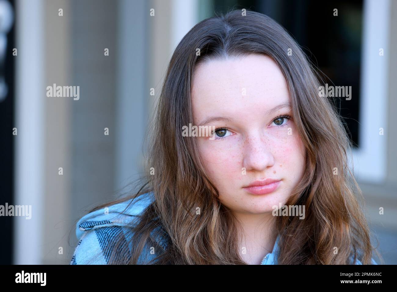 Narrow vertical shot portrait of beautiful teen girl child background ...