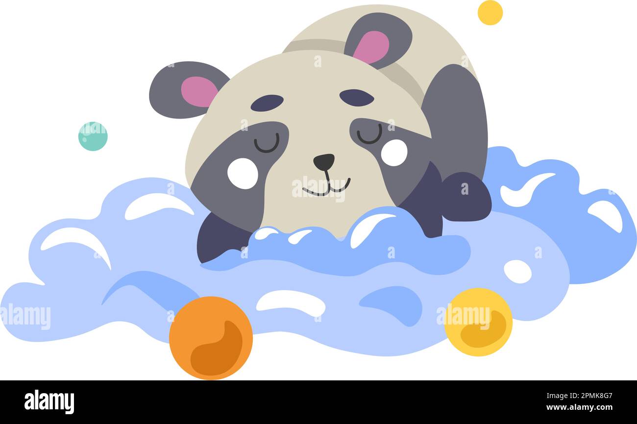 Sleeping panda cartoon character with cute sleepy muzzle. Isolated ...