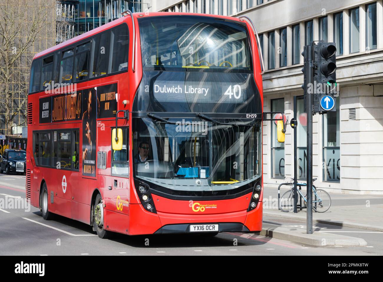 London, UK - March 16, 2023; London Central red double decker bus on ...