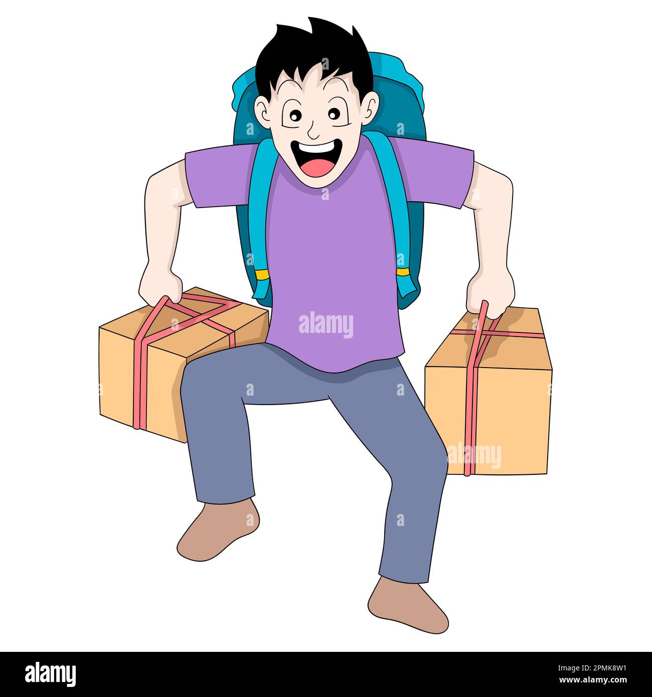 Man walking carrying boxes Stock Vector Images - Alamy