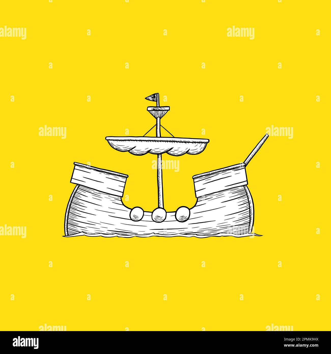 medieval merchant ship. vintage style. - vector Stock Vector Image ...