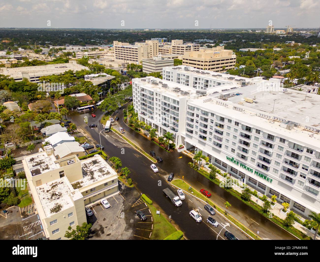 Fort Lauderdale, FL, USA - April 13, 2023: Aerial news photo rain flood ...