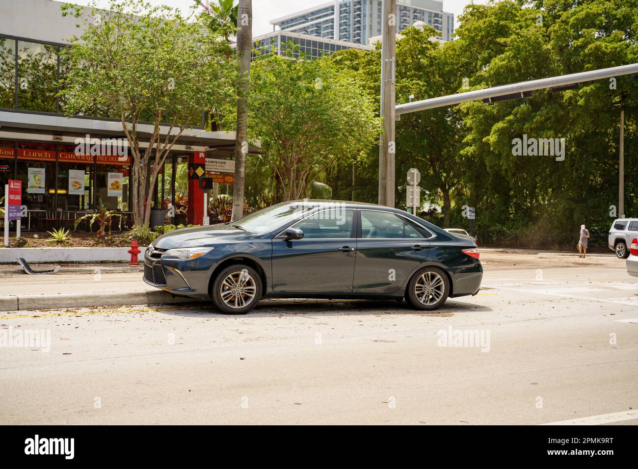 Fort Lauderdale, FL, USA - April 13, 2023: Cars stuck after flood rain ...