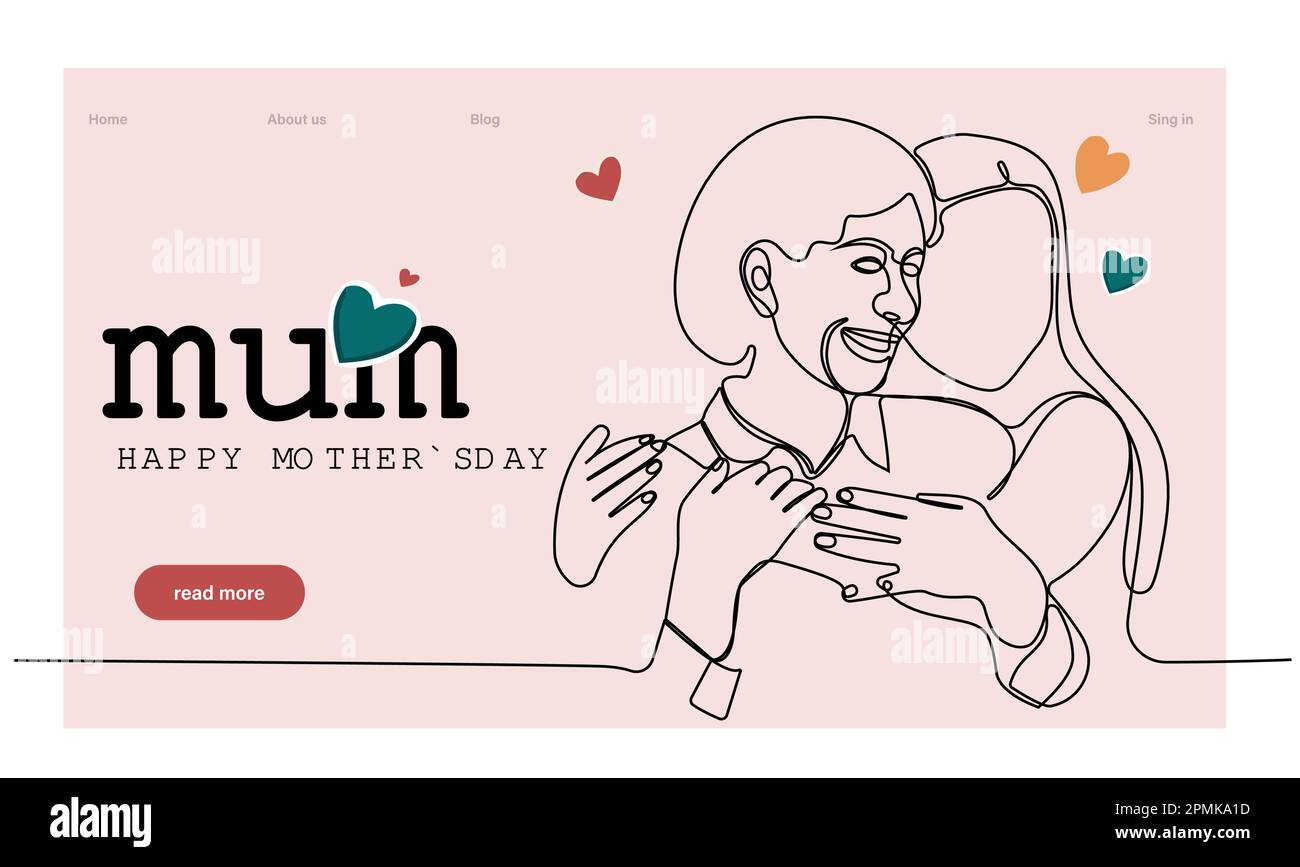 Happy Mother's Day handwritten lettering. Continuous line drawing text ...