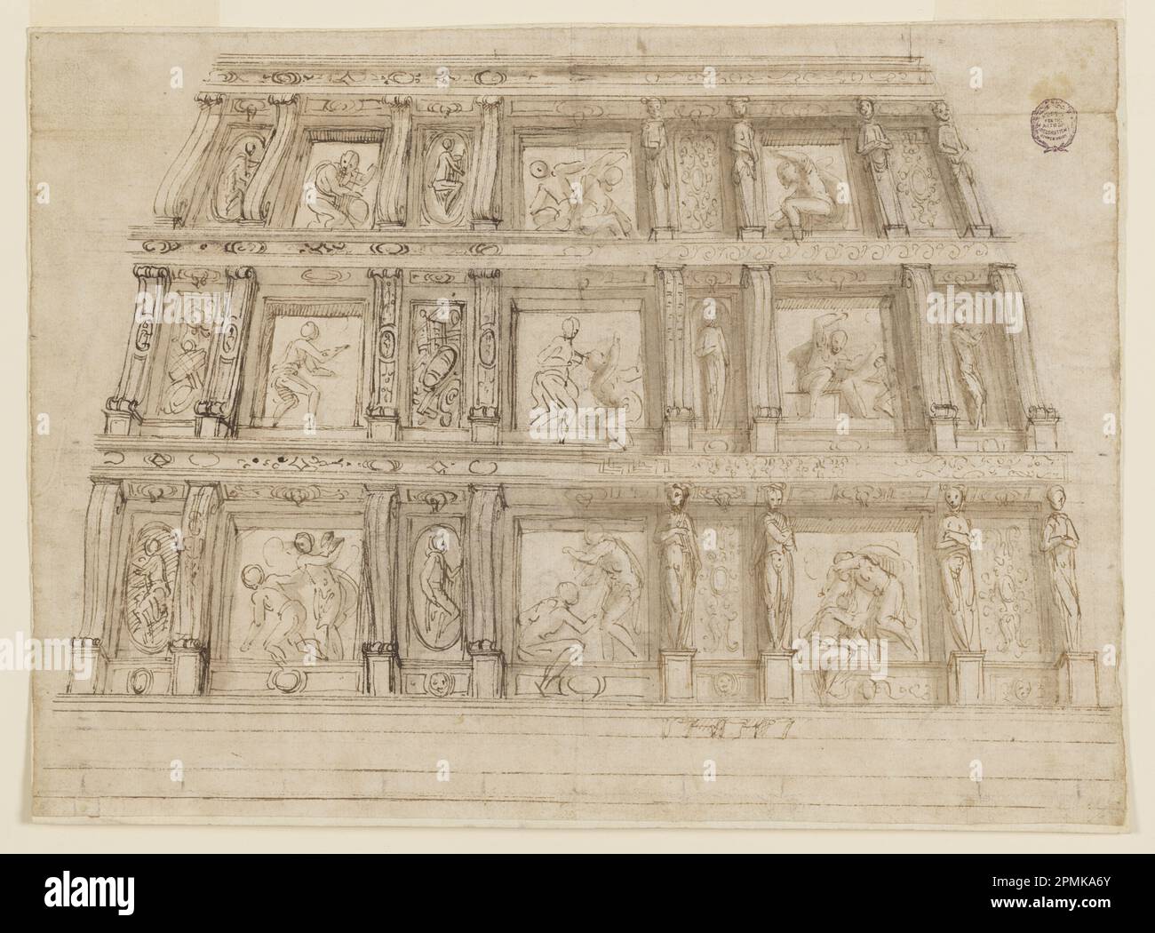 Drawing, Design for a Wall; Follower of Francesco Mazzola (Italian ...