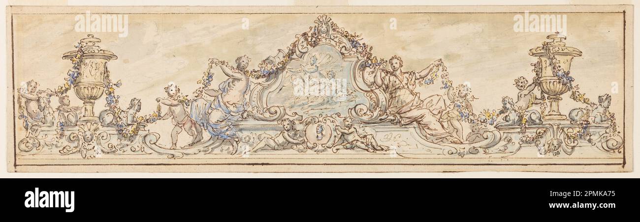 Drawing, Design for a painted frieze; Netherlands; pen and ink, brush ...