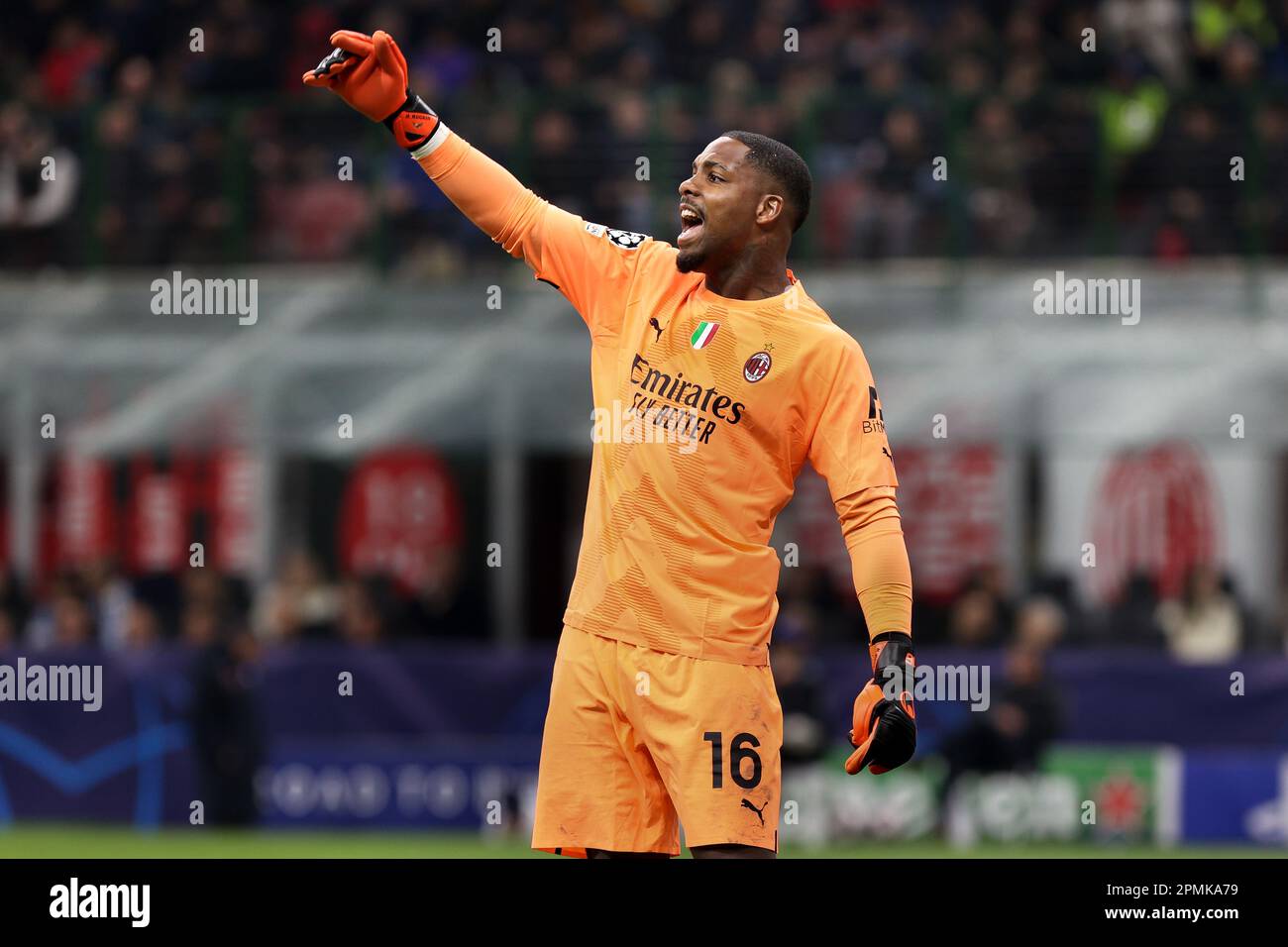 Milan, Italy. 12th Apr, 2023. Italy, Milan, april 12 2023: Mike Maignan ...